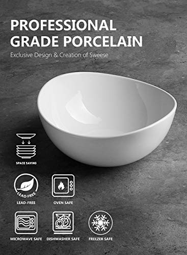 Sweese 104.401 Porcelain Bowls - 42 Ounce for Salad, Fruits and Popcorn - Set of 4, White