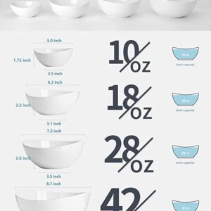 Sweese 104.401 Porcelain Bowls - 42 Ounce for Salad, Fruits and Popcorn - Set of 4, White