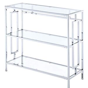 Convenience Concepts Town Square 3-Tier Bookcase, Clear Glass/Chrome Frame