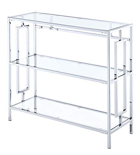 Convenience Concepts Town Square 3-Tier Bookcase, Clear Glass/Chrome Frame