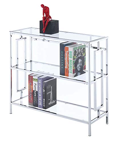 Convenience Concepts Town Square 3-Tier Bookcase, Clear Glass/Chrome Frame