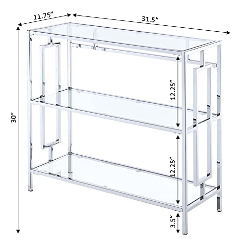 Convenience Concepts Town Square 3-Tier Bookcase, Clear Glass/Chrome Frame