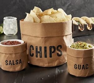 santa barbara design studio table sugar washable paper chip set, 5 pieces, salsa-chips-guac,medium