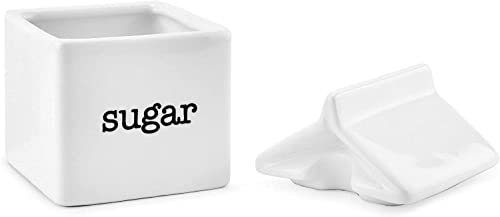 Darware Sugar and Creamer Set, Milk Carton Shaped White Ceramic Cream Jug and Sugar Bowl