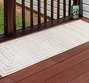 Unique Loom Sabrina Soto Outdoor Collection Geometric, Modern, Vibrant, Carved Area Rug, 2 ft x 6 ft, Beige