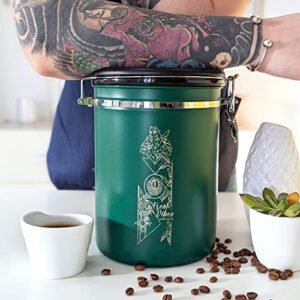 CafetastiQ Coffee Canister - New 2022 Extra Large 38OZ Beans/ 35oz Grounds Airtight Coffee Container for Storage with Date Dial and Release Valve - Accessories Scoop (Fresh Vibes)