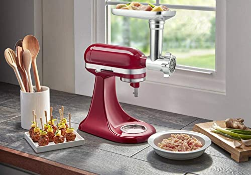 Meat Grinder Attachment for KitchenAid Stand Mixers, Accessories Included 3 Sausage Stuffer Tubes and 4 Grinding Plates, Metal Food Grinder Accessories by iVict