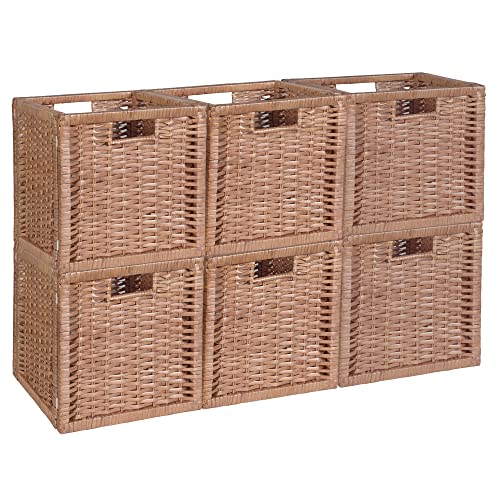 Niche Cubo Set of 6 Full-Size Foldable Wicker Storage Basket- Natural