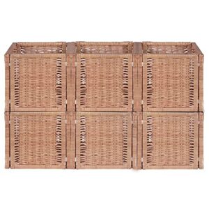 Niche Cubo Set of 6 Full-Size Foldable Wicker Storage Basket- Natural