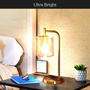 Brightech Elizabeth Table Lamp with Wireless Charging Pad and USB Port, Bedside Reading Lamp, Vintage Brass Gold Desk Lamp, Nightstand Lamp with LED Bulb for Bedroom, Living Room, Office