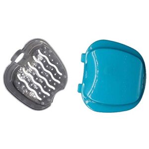 KISEER 2 Pack Colors Denture Bath Case Cup Box Holder Storage Soak Container with Strainer Basket for Travel Cleaning (Light Blue and Blue)