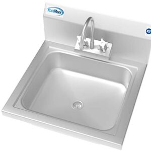 KoolMore Stainless Steel Commercial Hand Sink with Goosneck Faucet 17" x 15" - Wall Mount Hand Wash Sink, Silver (SH17-4GNF)