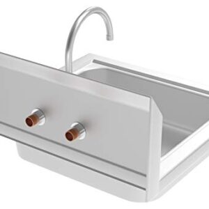 KoolMore Stainless Steel Commercial Hand Sink with Goosneck Faucet 17" x 15" - Wall Mount Hand Wash Sink, Silver (SH17-4GNF)