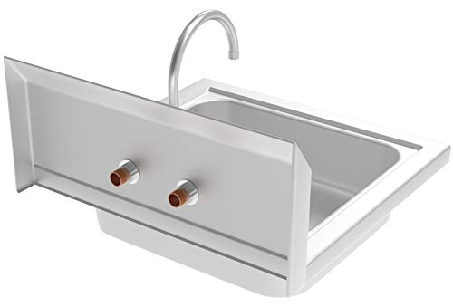 KoolMore Stainless Steel Commercial Hand Sink with Goosneck Faucet 17" x 15" - Wall Mount Hand Wash Sink, Silver (SH17-4GNF)