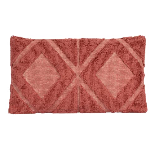 Creative Co-Op Coral Cotton Blend Chenille Lumbar Pillows, 1 Count (Pack of 1), Pink