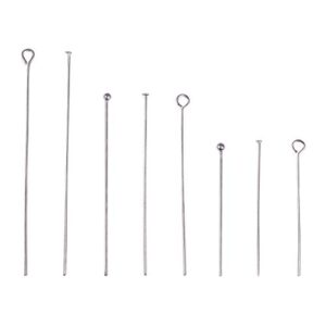 ph pandahall 560pcs 8 styles 304 stainless steel eye pins 30mm 40mm 50mm head pins ball 22 gauge head pins findings open eye pin for earring bracelet pendant jewelry making, stainless steel color