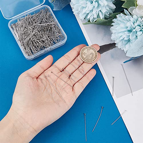 PH PandaHall 560pcs 8 Styles 304 Stainless Steel Eye Pins 30mm 40mm 50mm Head Pins Ball 22 Gauge Head Pins Findings Open Eye Pin for Earring Bracelet Pendant Jewelry Making, Stainless Steel Color