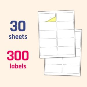 (2" x 4") 30 Sheets, Printable White Sticker Labels, Laser/Inkjet Printing - Matte, 10 per Page