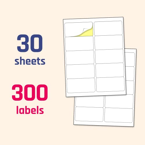 (2" x 4") 30 Sheets, Printable White Sticker Labels, Laser/Inkjet Printing - Matte, 10 per Page