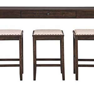 Signature Design by Ashley Rokane Urban Farmhouse Counter Height Dining Room Table Set with 3 Bar Stools, Brown