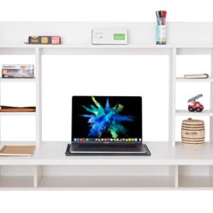 Basicwise Wall Mount Laptop Office Desk with Shelves, White,