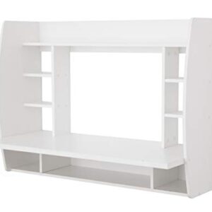 Basicwise Wall Mount Laptop Office Desk with Shelves, White,