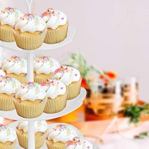 Coitak Plastic Cupcake Stands, 3 Tier Cupcake Stand, Dessert Tower Tray for Tea Party, Baby Shower and Wedding (2 Pack) (Round)