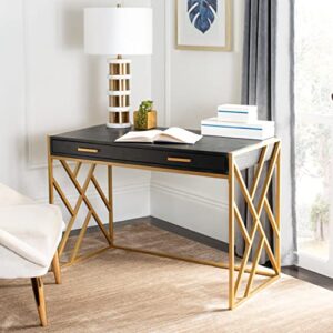 safavieh home office elaine modern black and gold 1-drawer desk