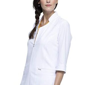 Cherokee Infinity Women Scrubs Top Zip Front Tunic CK952A, L, White