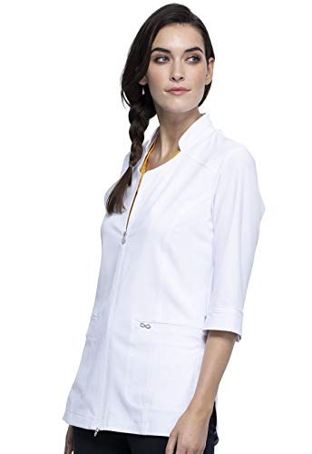 Cherokee Infinity Women Scrubs Top Zip Front Tunic CK952A, L, White