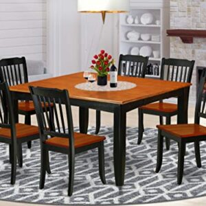 East West Furniture PFDA7-BCH-W 7PC Square 36/54 inch Table with 18 in Leaf and 6 Vertical slatted Chairs