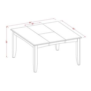 East West Furniture PFDA7-BCH-W 7PC Square 36/54 inch Table with 18 in Leaf and 6 Vertical slatted Chairs