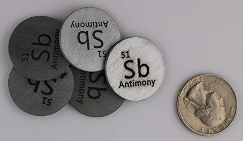 Antimony (Sb) 24.26mm Metal Disc 99.9% Pure for Collection or Experiments