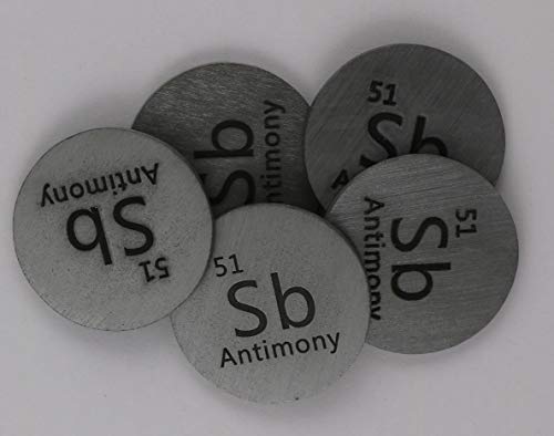 Antimony (Sb) 24.26mm Metal Disc 99.9% Pure for Collection or Experiments