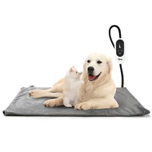 toozey pet heating pad, 6 adjustable temperature dog cat heating pad with timer, indoor pet heating pads for cats dogs with chew resistant cord, electric pads for dogs cats, pet heated mat