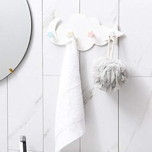 Decorative Plastic Coat Hooks, Creative Moon and Stars Self Adhesive Wall Coat Hangers Rack Robe Hat Clothes Scarves Bags Towels Hooks for Kid's Room Nursery