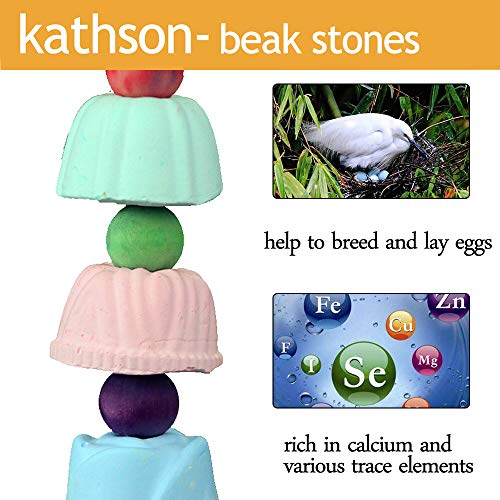 kathson Bird Cuttlebone, Parakeet Beak Stone Mineral Lava Blocks Trimming Chew Toys Pumice Stones for Conures Cockatiels Parrots Budgies and African Gray (2 Pack)