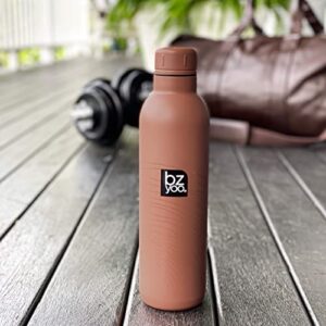 bzyoo H2GO Double Wall Vacuum Insulated 18/8 Stainless Steel Reusable 17oz Leak-Proof Thermal Travel Water Coffee Bottle for Gym Hiking Cycling Gifts Wellness (Terracotta)