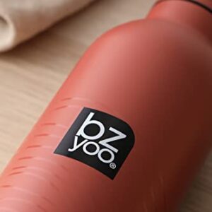 bzyoo H2GO Double Wall Vacuum Insulated 18/8 Stainless Steel Reusable 17oz Leak-Proof Thermal Travel Water Coffee Bottle for Gym Hiking Cycling Gifts Wellness (Terracotta)