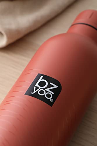 bzyoo H2GO Double Wall Vacuum Insulated 18/8 Stainless Steel Reusable 17oz Leak-Proof Thermal Travel Water Coffee Bottle for Gym Hiking Cycling Gifts Wellness (Terracotta)