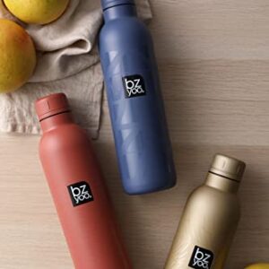 bzyoo H2GO Double Wall Vacuum Insulated 18/8 Stainless Steel Reusable 17oz Leak-Proof Thermal Travel Water Coffee Bottle for Gym Hiking Cycling Gifts Wellness (Terracotta)