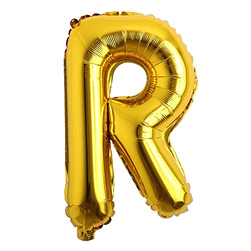 40 inch Letter Balloons Gold Alphabet Number Balloons Foil Mylar Party Wedding Bachelorette Birthday Bridal Shower Graduation Anniversary Celebration Decoration can Fly with Helium (40 INCH Gold R)