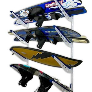 StoreYourBoard Adjustable Water Ski Wall Storage Rack, Holds 4 Sets of Skis, Garage Home Boathouse Organizer