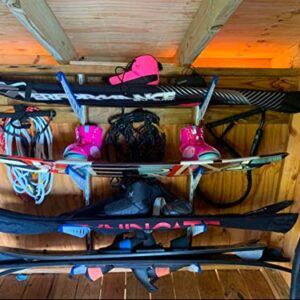 StoreYourBoard Adjustable Water Ski Wall Storage Rack, Holds 4 Sets of Skis, Garage Home Boathouse Organizer