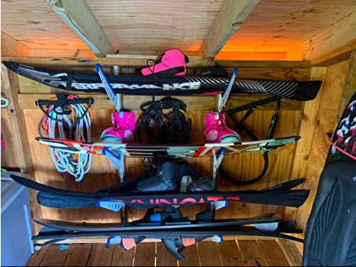 StoreYourBoard Adjustable Water Ski Wall Storage Rack, Holds 4 Sets of Skis, Garage Home Boathouse Organizer