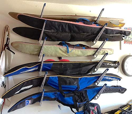 StoreYourBoard Adjustable Water Ski Wall Storage Rack, Holds 4 Sets of Skis, Garage Home Boathouse Organizer