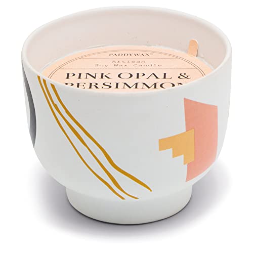 Paddywax Candles Wabi Sabi Collection, Scented Soy Candle, 12 Ounces, Pink Opal & Persimmon