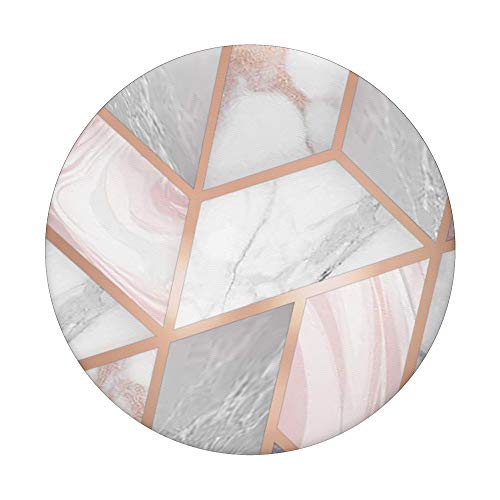 Pink-White-Grey-Marble-Effect - Geometric-Design-For-Girls PopSockets PopGrip: Swappable Grip for Phones & Tablets