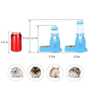 3 in 1 Hamster Hanging Water Bottle Pet Auto Dispenser with Base for Dwarf Hamster Mouse Rat Hedgehog (80ML, Blue)