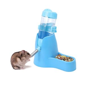 3 in 1 Hamster Hanging Water Bottle Pet Auto Dispenser with Base for Dwarf Hamster Mouse Rat Hedgehog (80ML, Blue)